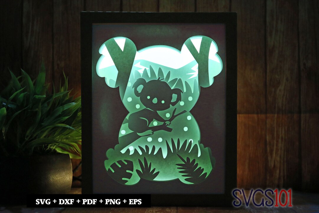 Cute Koala Paper Cut Light Box Template, 3D 8x10 Shadow Box SVG, Cricut ...