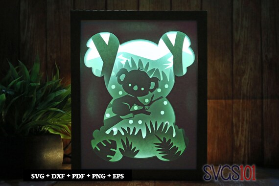 Cute Koala Paper Cut Light Box Template 3D 8x10 Shadow Box | Etsy