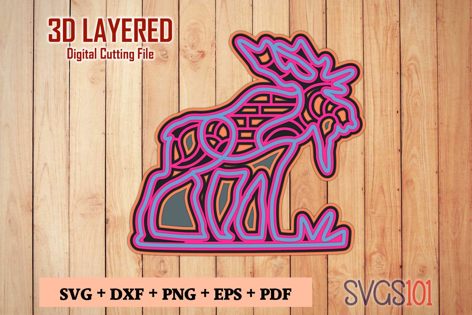 Moose 3D Layered svg, Layered Mandala SVG, Cricut File, 3D Papercut SVG ...