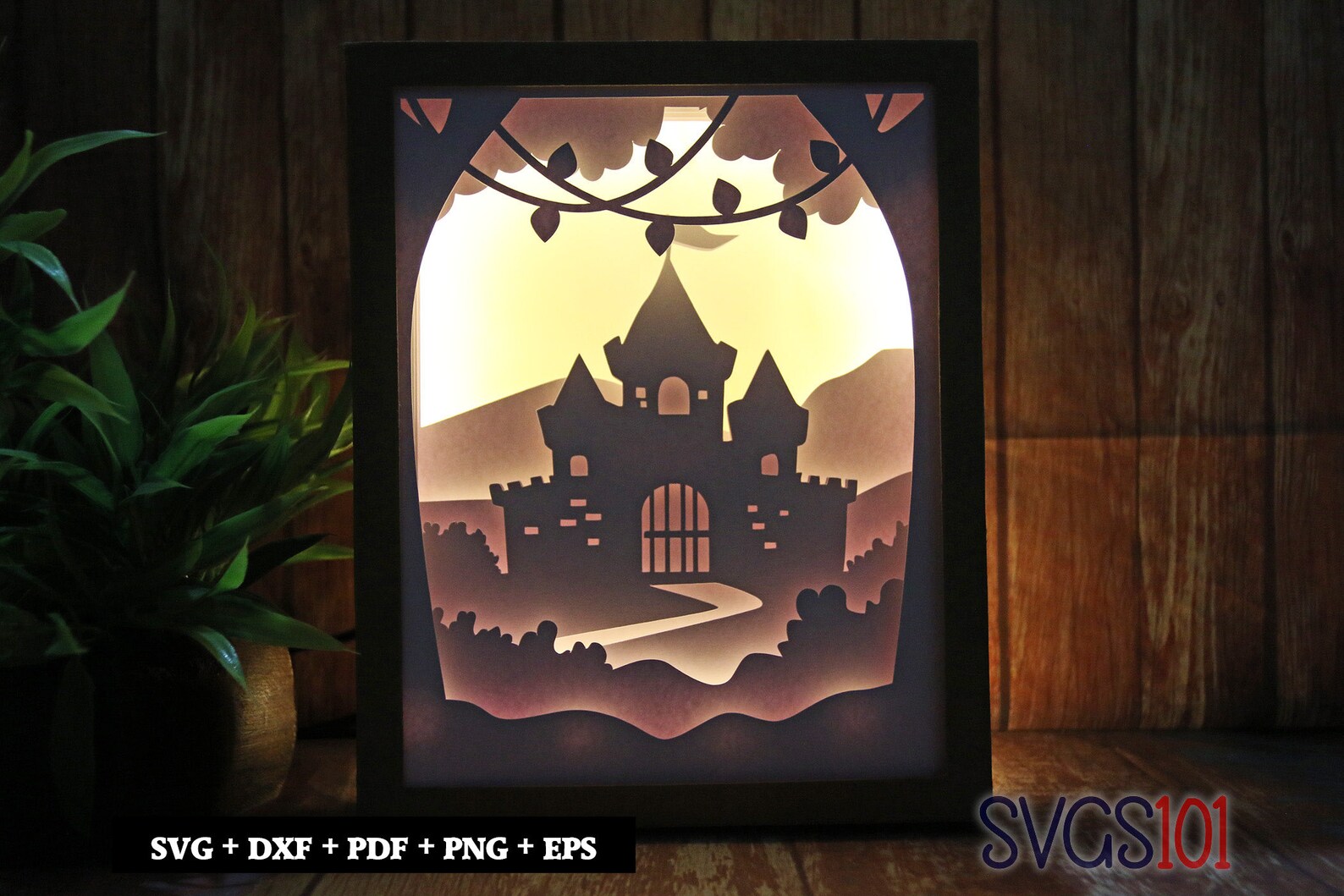 Historic Castle Paper Cut Light Box Template 3D 8x10 Shadow - Etsy
