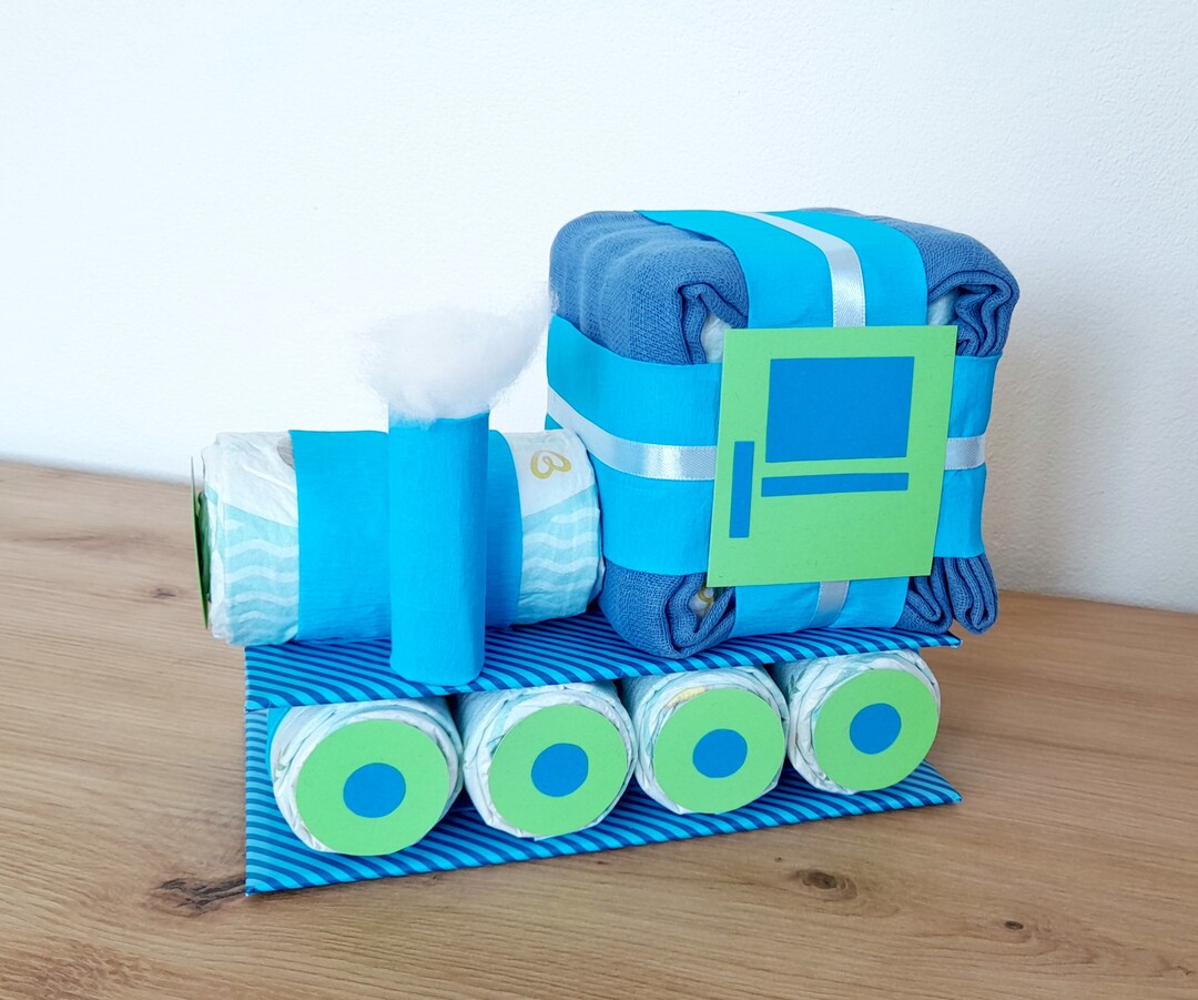 Diaper Train. Boy, Blue, Green, Train, Diaper Cake, Bag, Train, Diaper ...