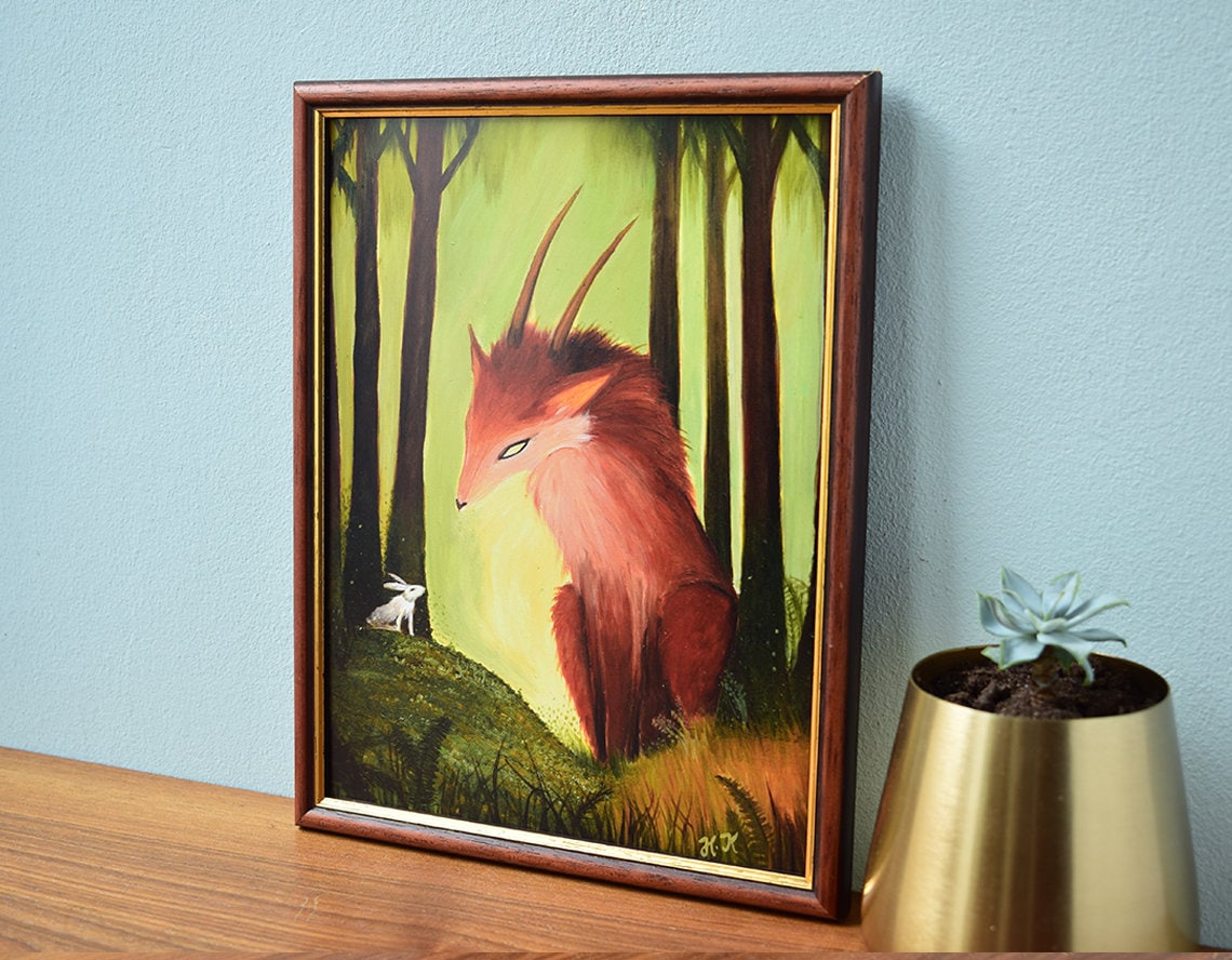 Bunny Mythical Creatures Fairy Tale Forest Illustration Print - Etsy UK