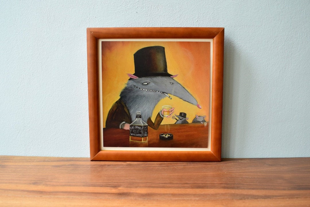 Digital Print Illustration Rats Pub Whiskey - Etsy