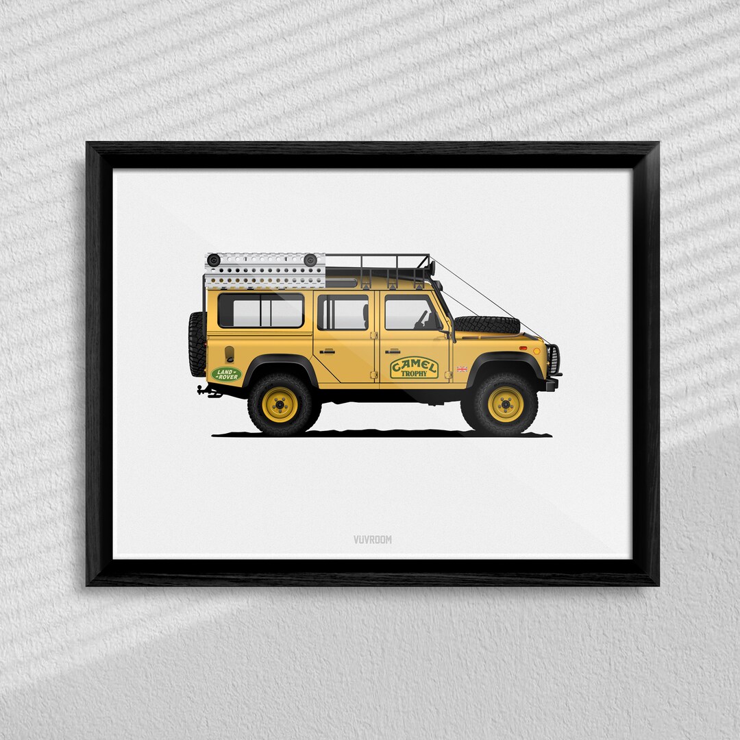 Vintage Land Rover Defender Camel Trophy Poster Print, High-quality ...