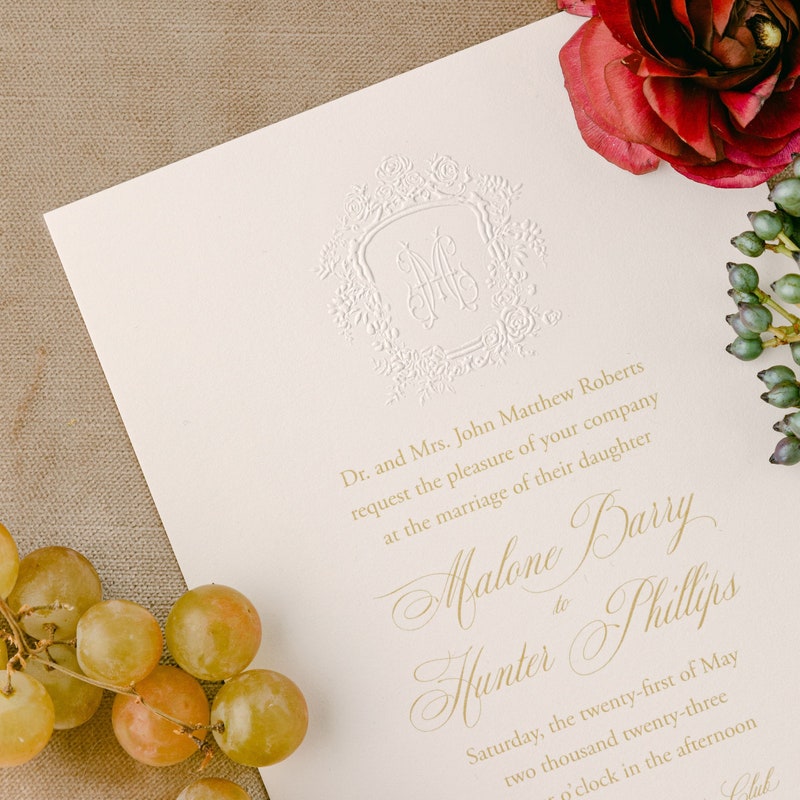 Embossed Invitation - Etsy