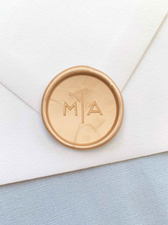 Modern Monogram Wax Seals With Bar Self Adhesive Wax Seal - Etsy