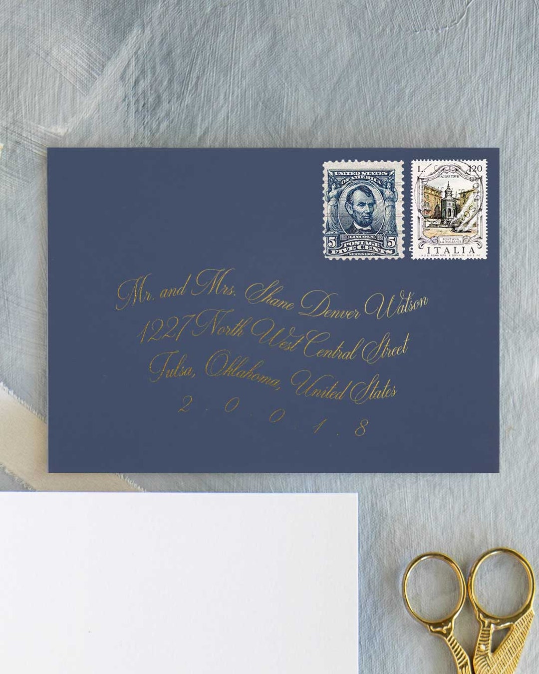 Roosevelt Envelope Addressing in Gold Metallic Ink | Digital Printed ...