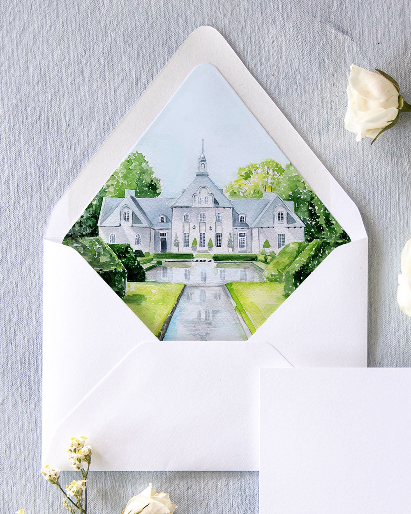 Custom Venue / Landscape Watercolor Envelope Liners - Etsy