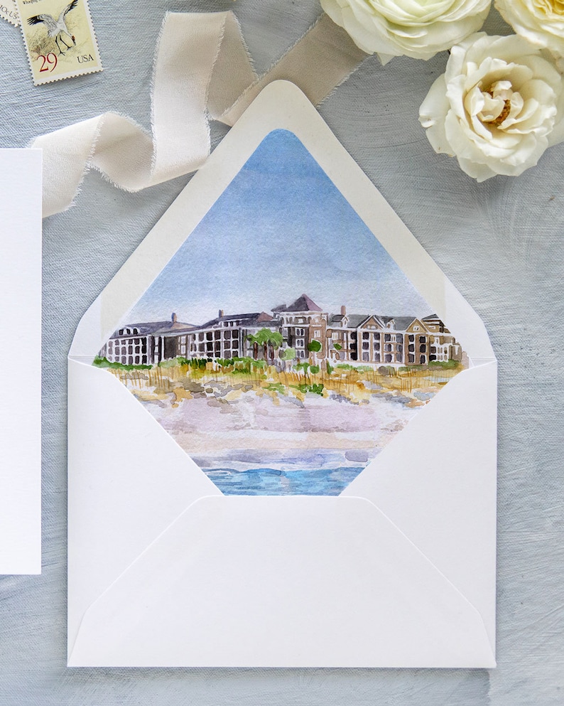 Custom Venue / Landscape Watercolor Envelope Liners - Etsy