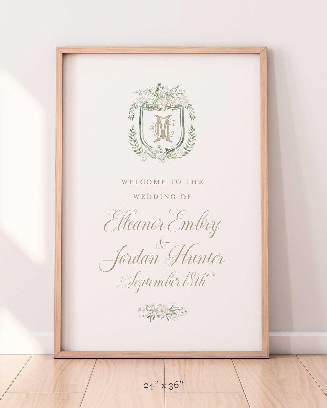 Tulip Blanche Welcome Sign | White Tulip Watercolor Crest Welcome Sign ...