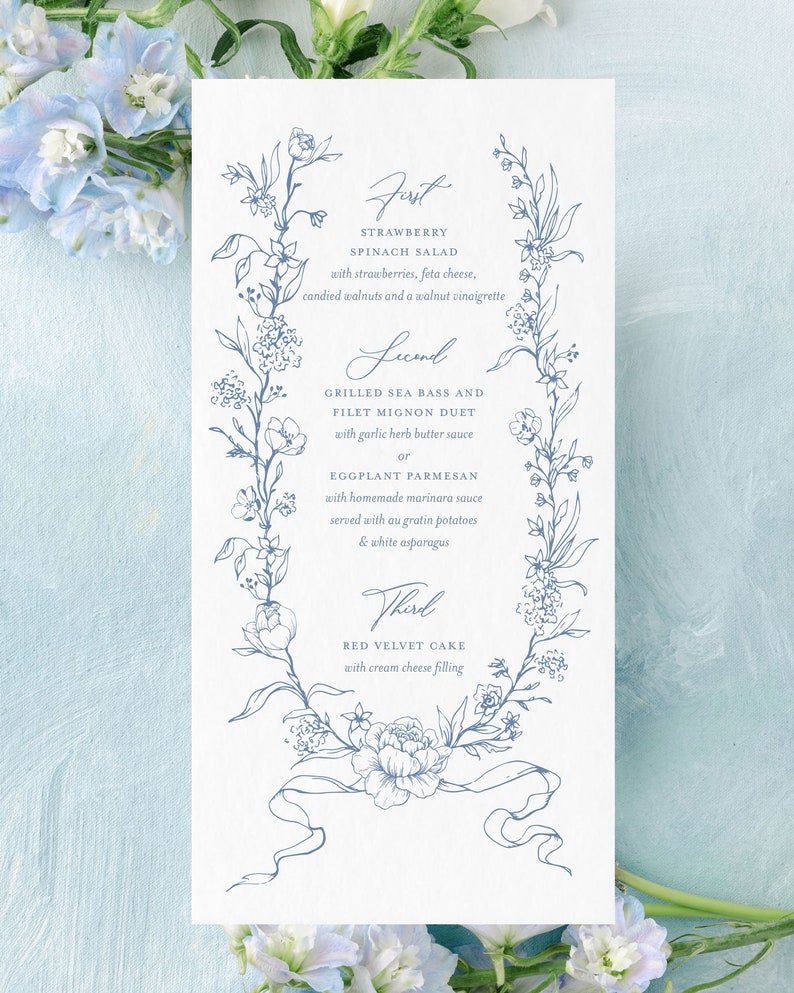 Secret Garden Menu | Letterpress Menus on Handmade Paper - Etsy