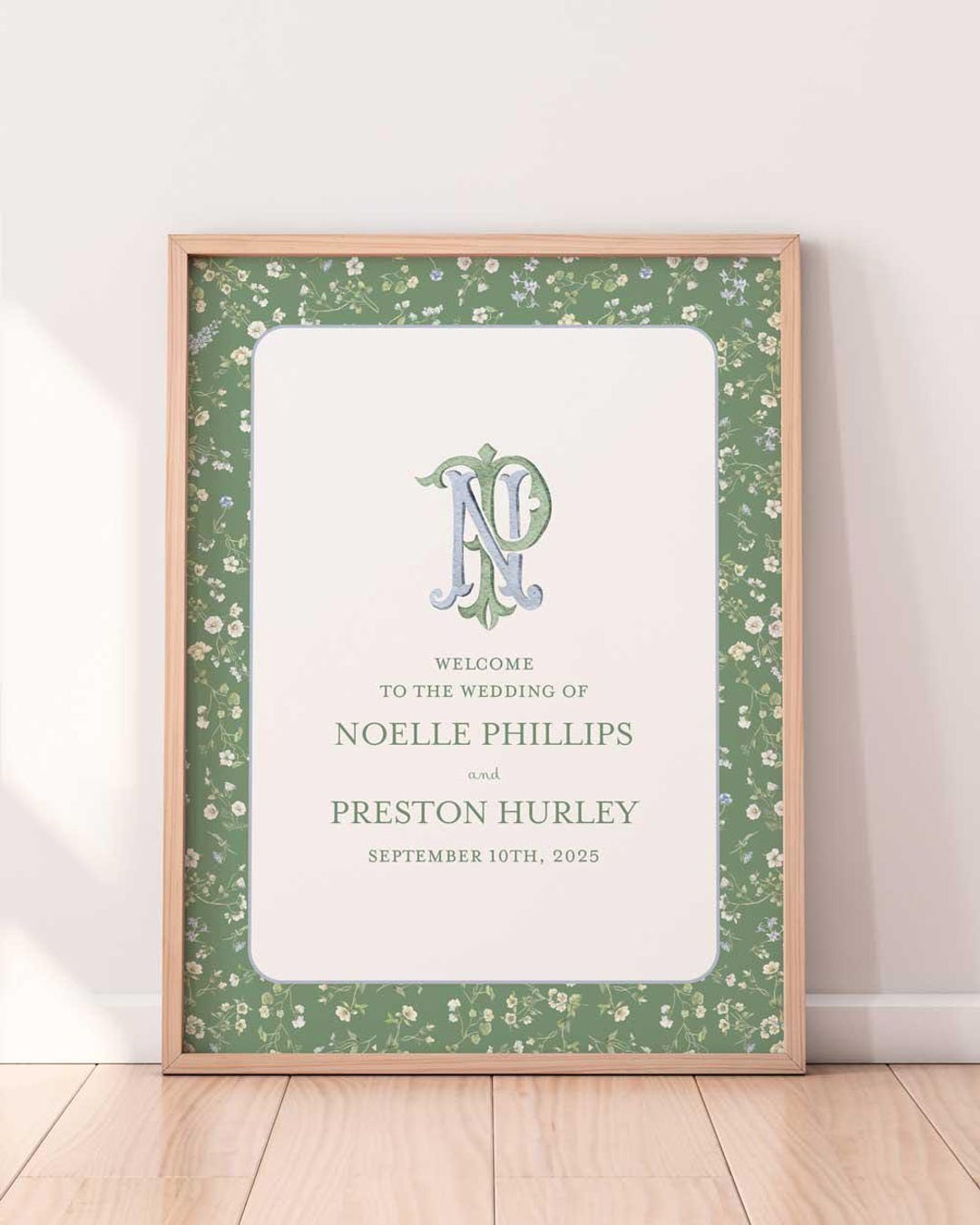 Allure Welcome Sign | Watercolor Monogram Floral Border - Etsy