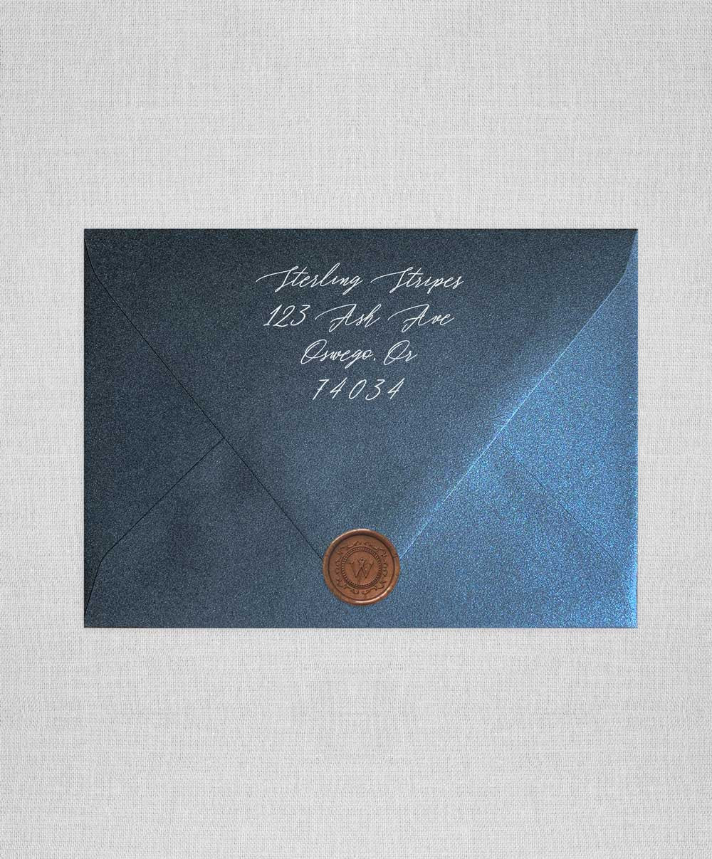Shiny Blue Metallic Wedding Envelopes Dark Blue Metallic | Etsy