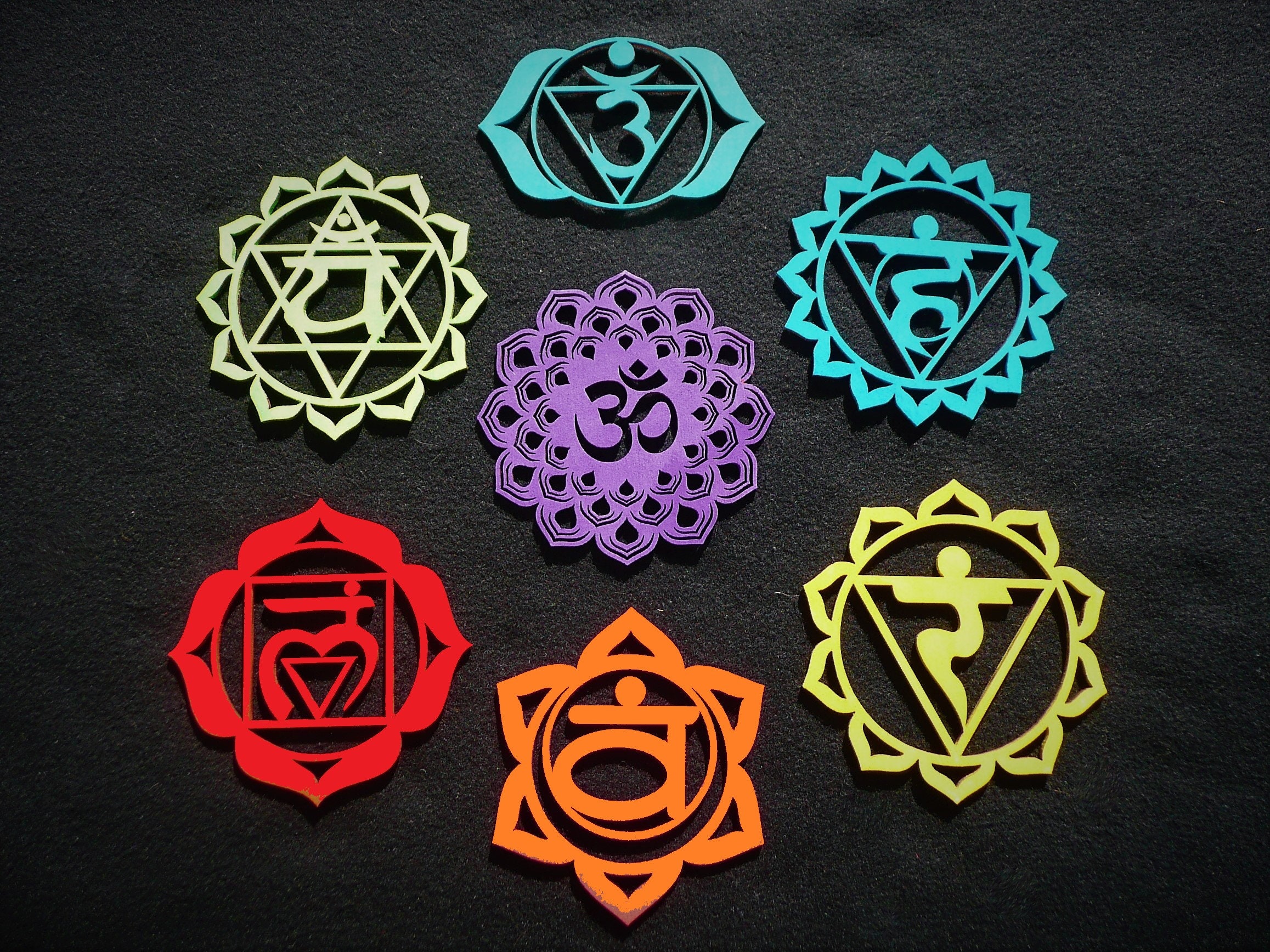 Chakra Chakras Set 3D mural madera natural o de color 3 | Etsy