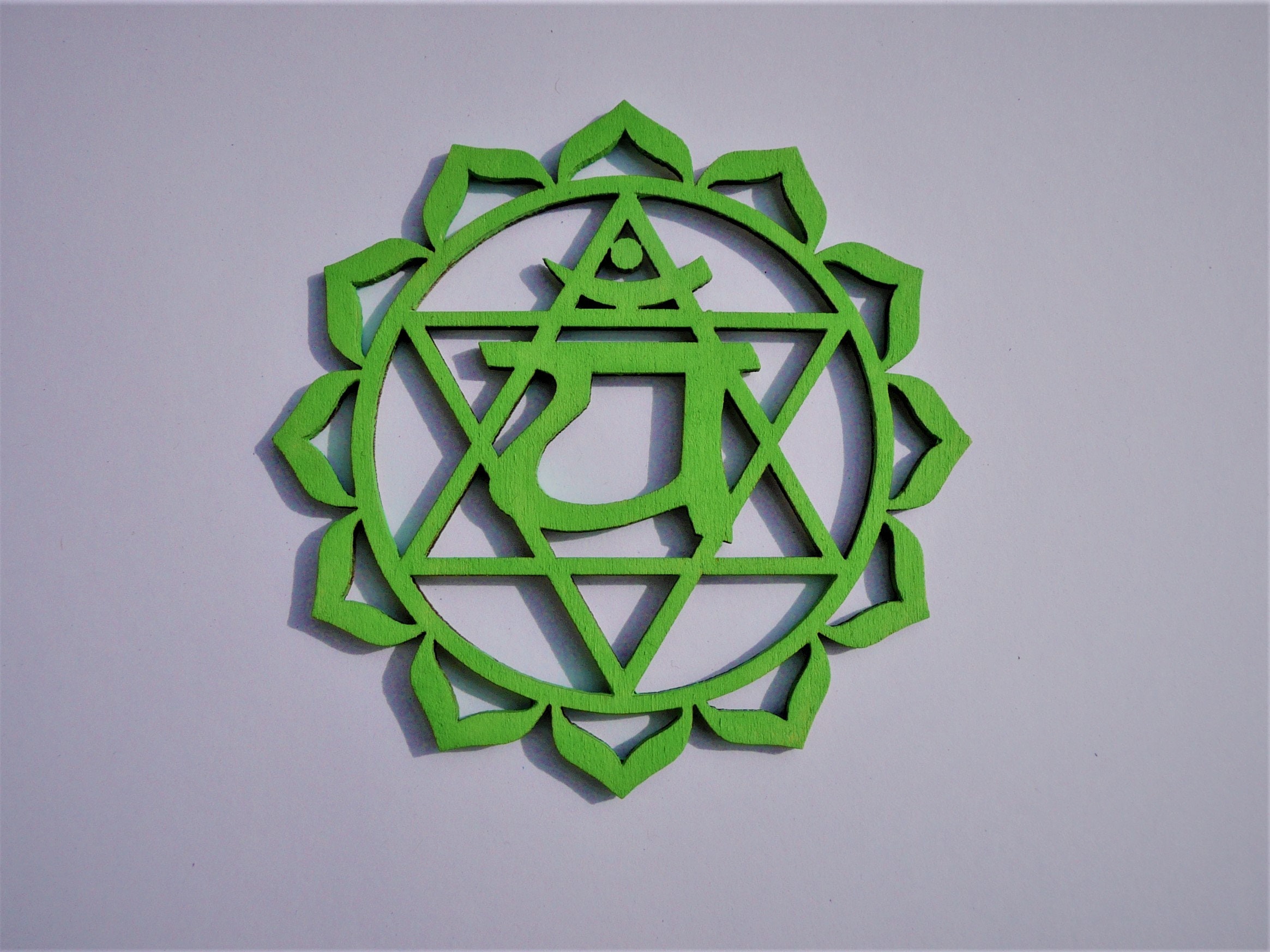 Anahata Herzchakra Chakra Yoga Wandbild Wandkunst 3D Holz 10cm 20cm 30 ...