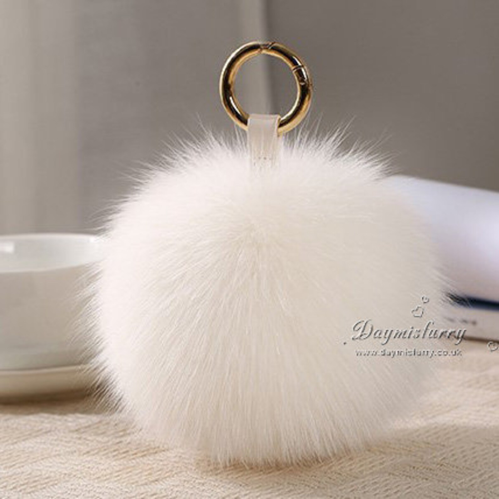 Fox Fur Pom Pom Bag Charm / Fox Fur Ball White - Etsy UK