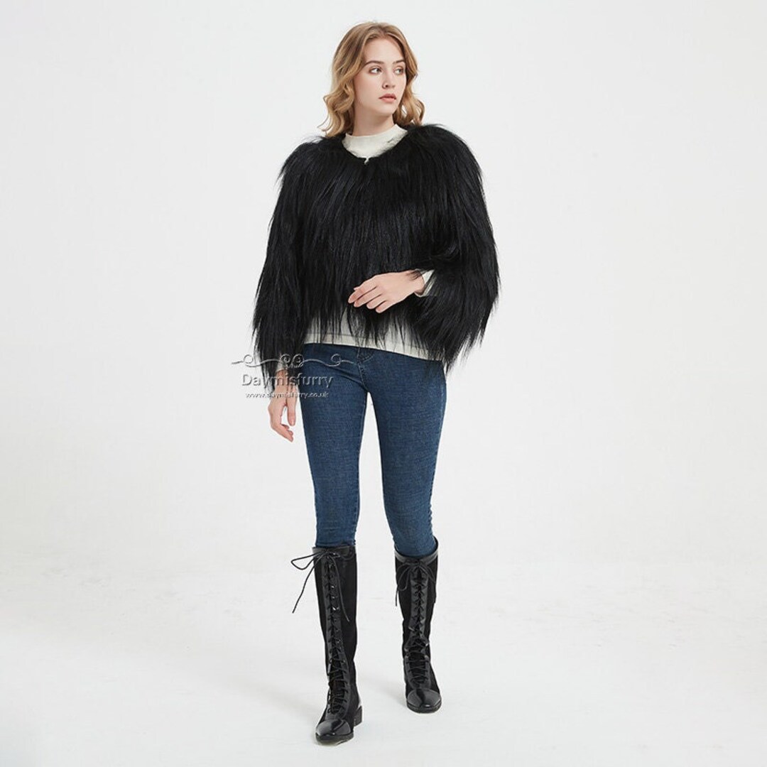 Goat Pelt Wool Jacket in Black - Etsy