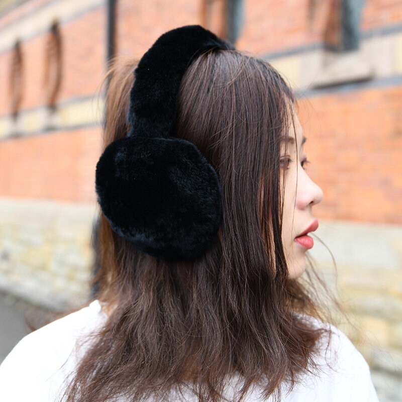 Rex Rabbit Fur Earmuffs With Matching Fur Band | Etsy UK