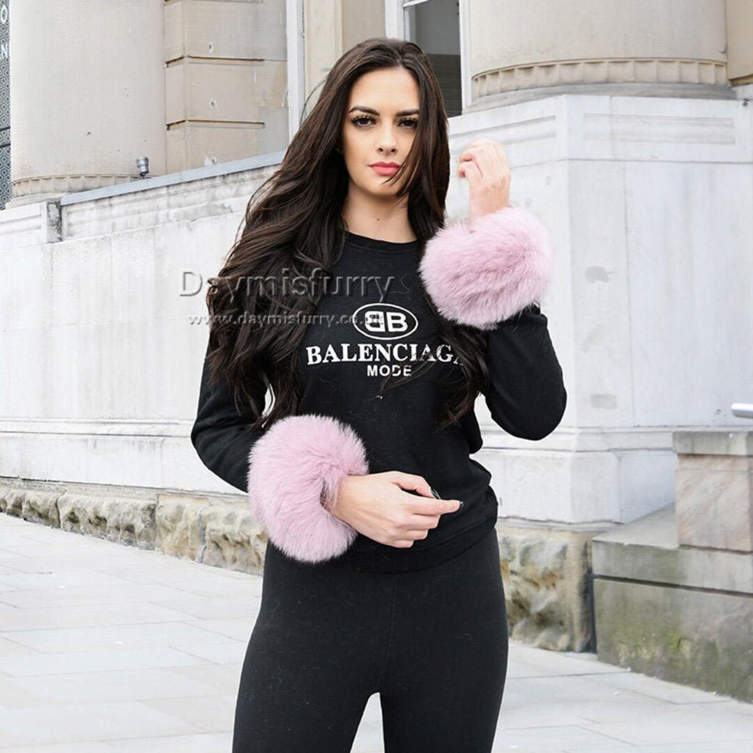 Finn Fox Fur Slap on Cuffs / Bracelet Pink Icing - Etsy UK