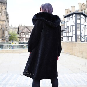 Teddy Wool Hoody Coat With Fox Fur Trim in Black - Etsy UK