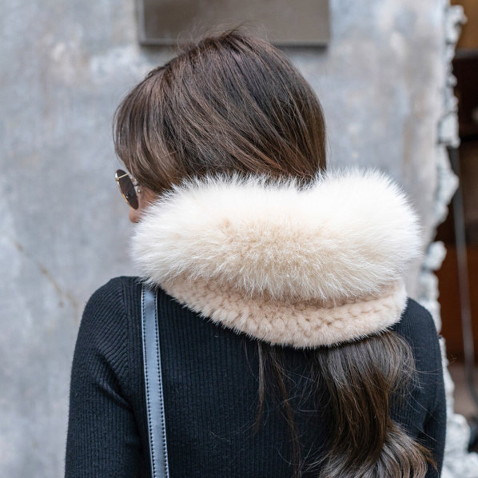 Knitted Mink Fur Snood With Fox Fur Trim Winter Scarf | Etsy