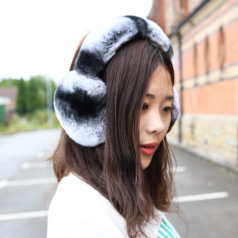 Rex Rabbit Fur Earmuffs With Matching Fur Band | Etsy UK
