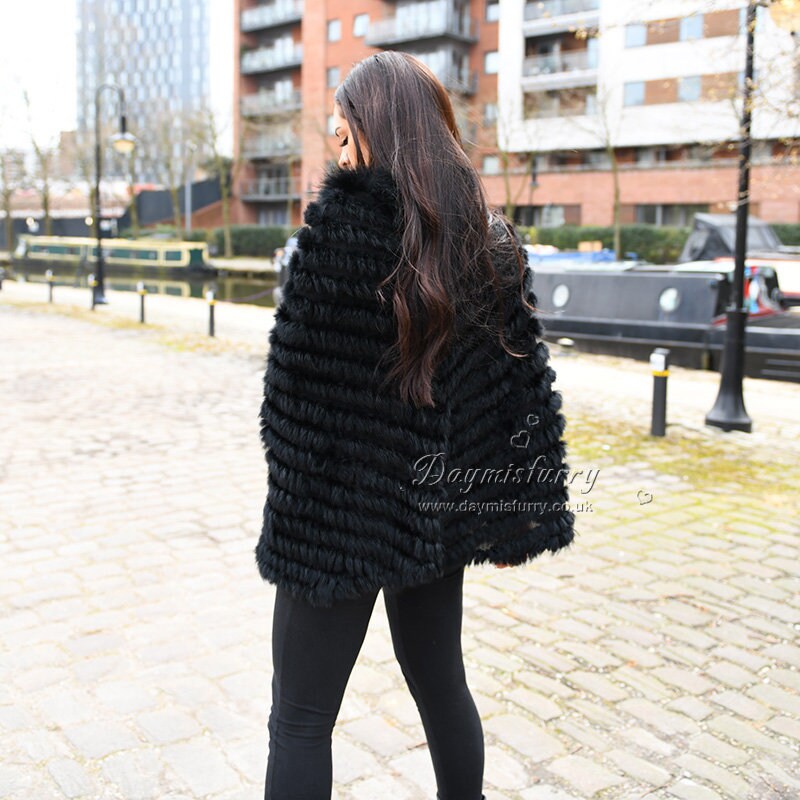 Knit Rabbit Fur Cape With Raccoon Fur Trim - Etsy UK