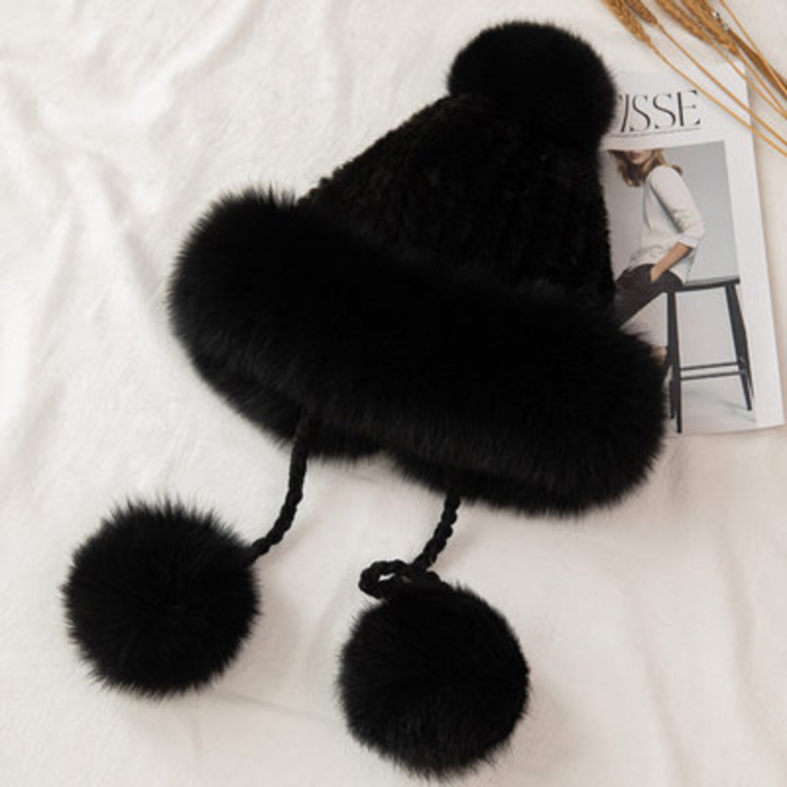 Mink Fur Hat With Fox Fur Trim Winter Hat - Etsy UK