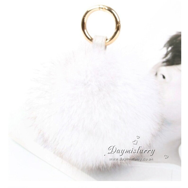 Fox Fur Pom Pom Bag Charm / Fox Fur Ball White - Etsy UK