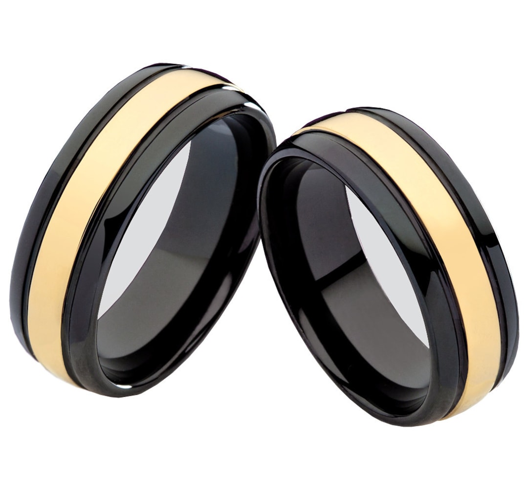 Partner Rings Bicolor Black Gold Wedding Rings Wedding Rings With ...