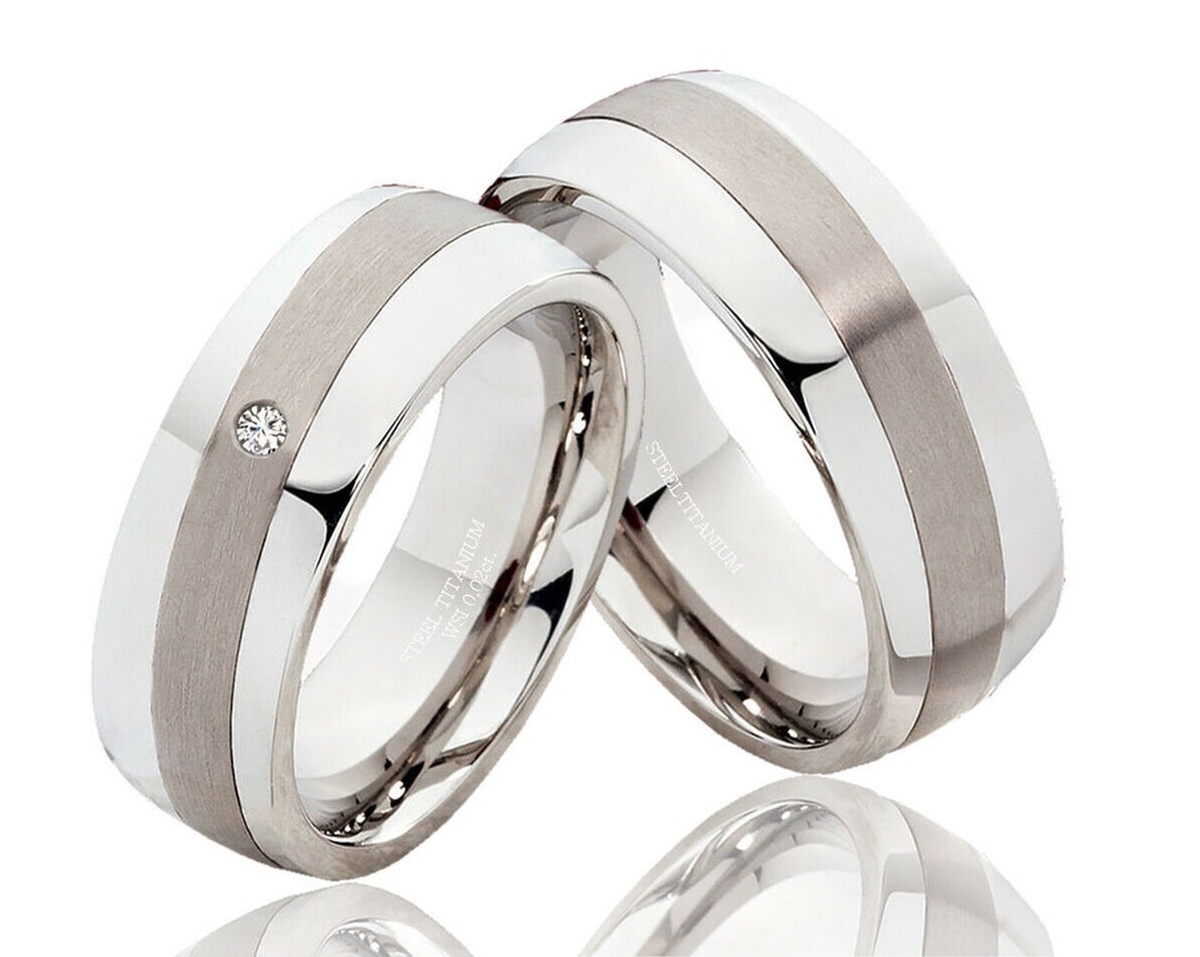 Unusual Wedding Rings Pair of Rings Combined Made of Stainless Steel ...