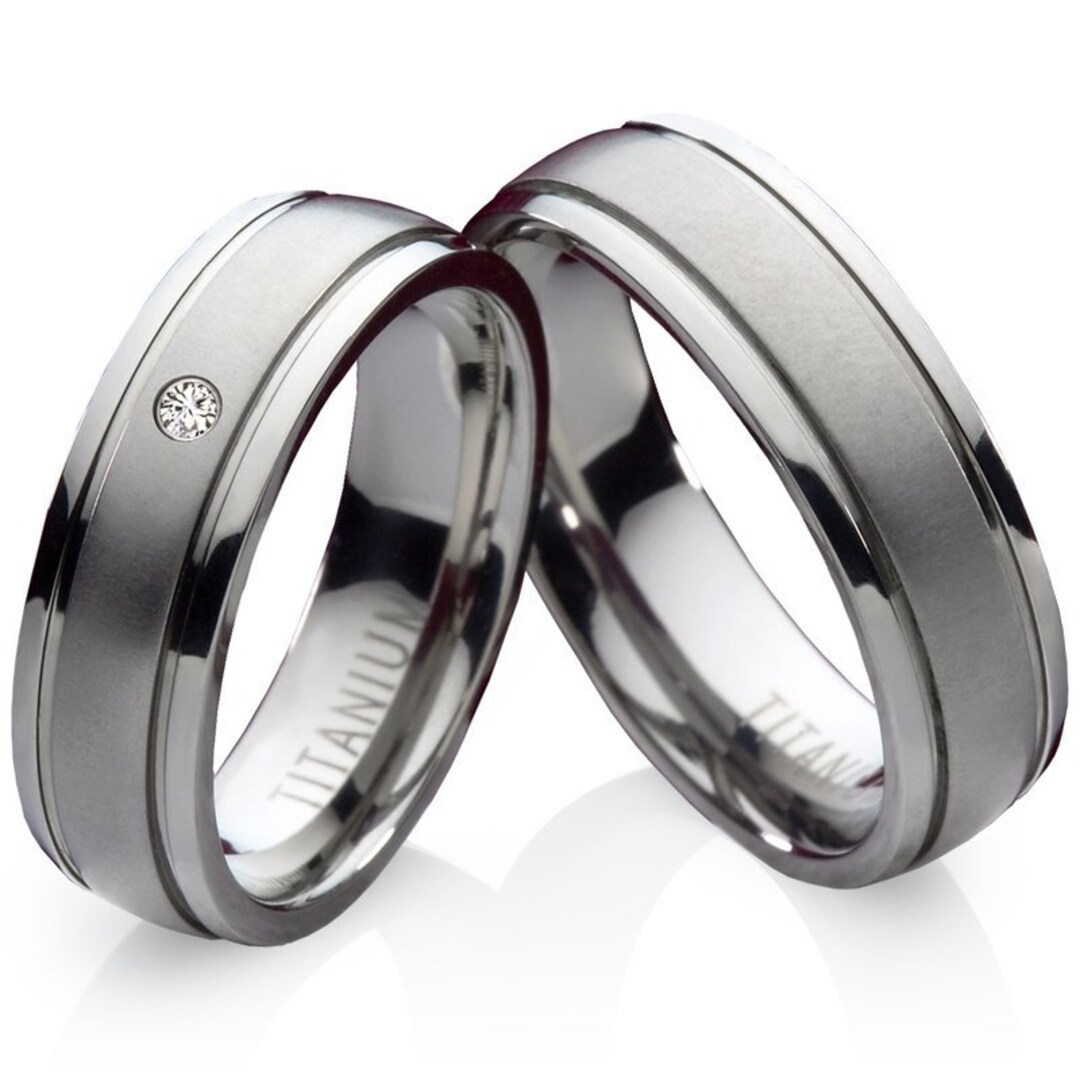 Titanium Partner Rings Engagement Rings With Desired Engraving - Etsy ...