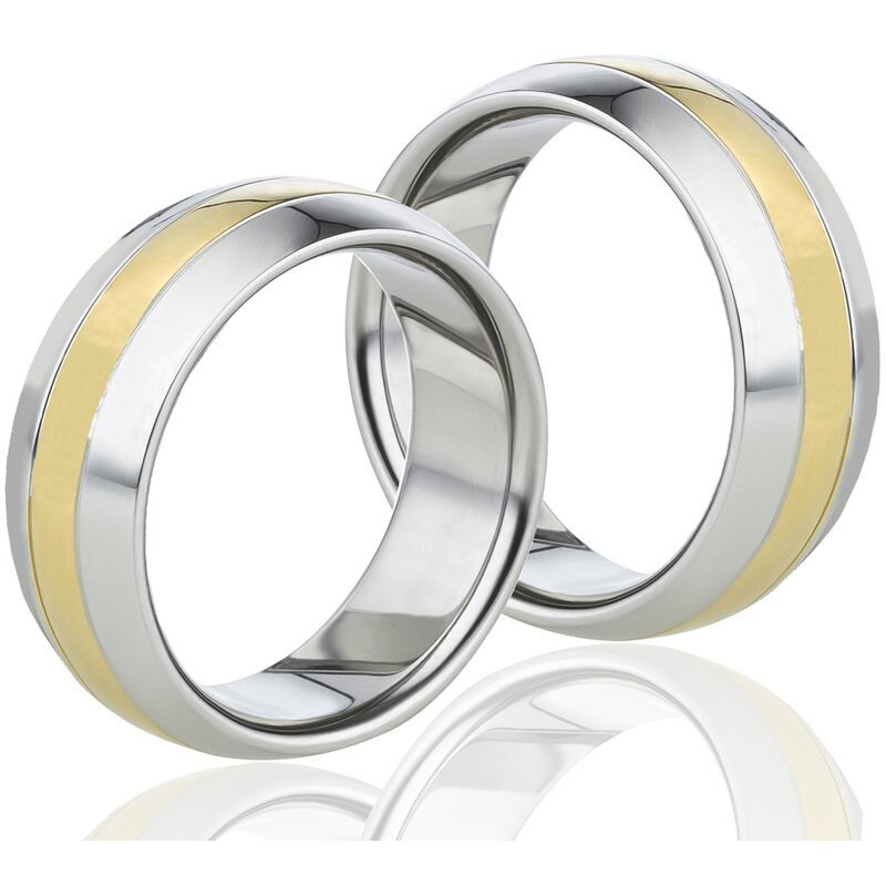 Bicolor Partner Rings Titanium Wedding Rings Set - Etsy UK