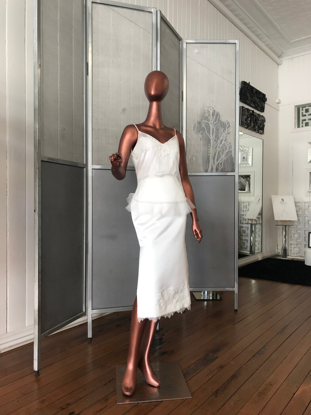 SILK & SATIN Collection Sheer Tulle and Lace With Silk Satin Cami - Etsy