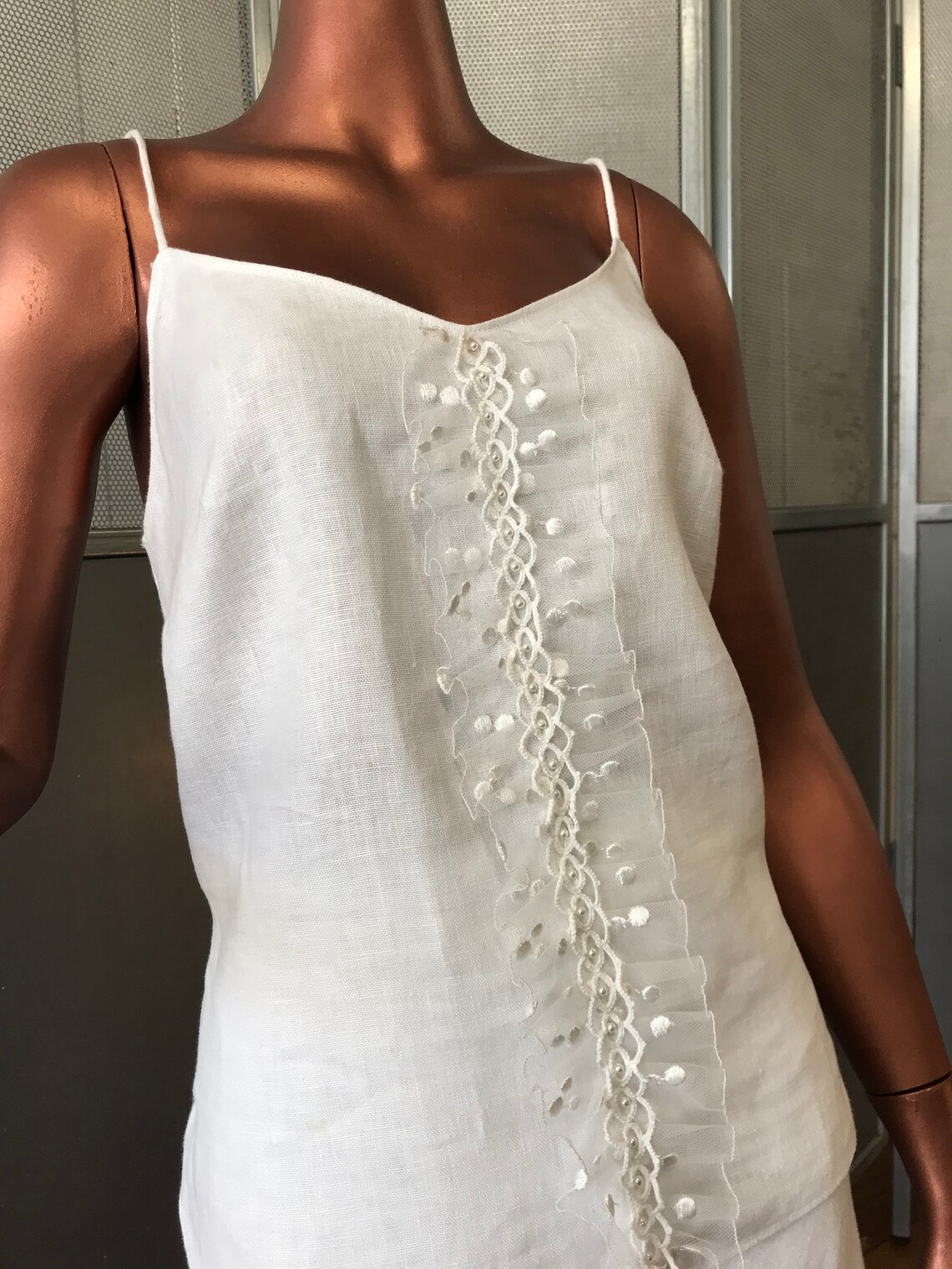 LINEN & LACE Collection Linen Camisole With Tatting Lace and - Etsy