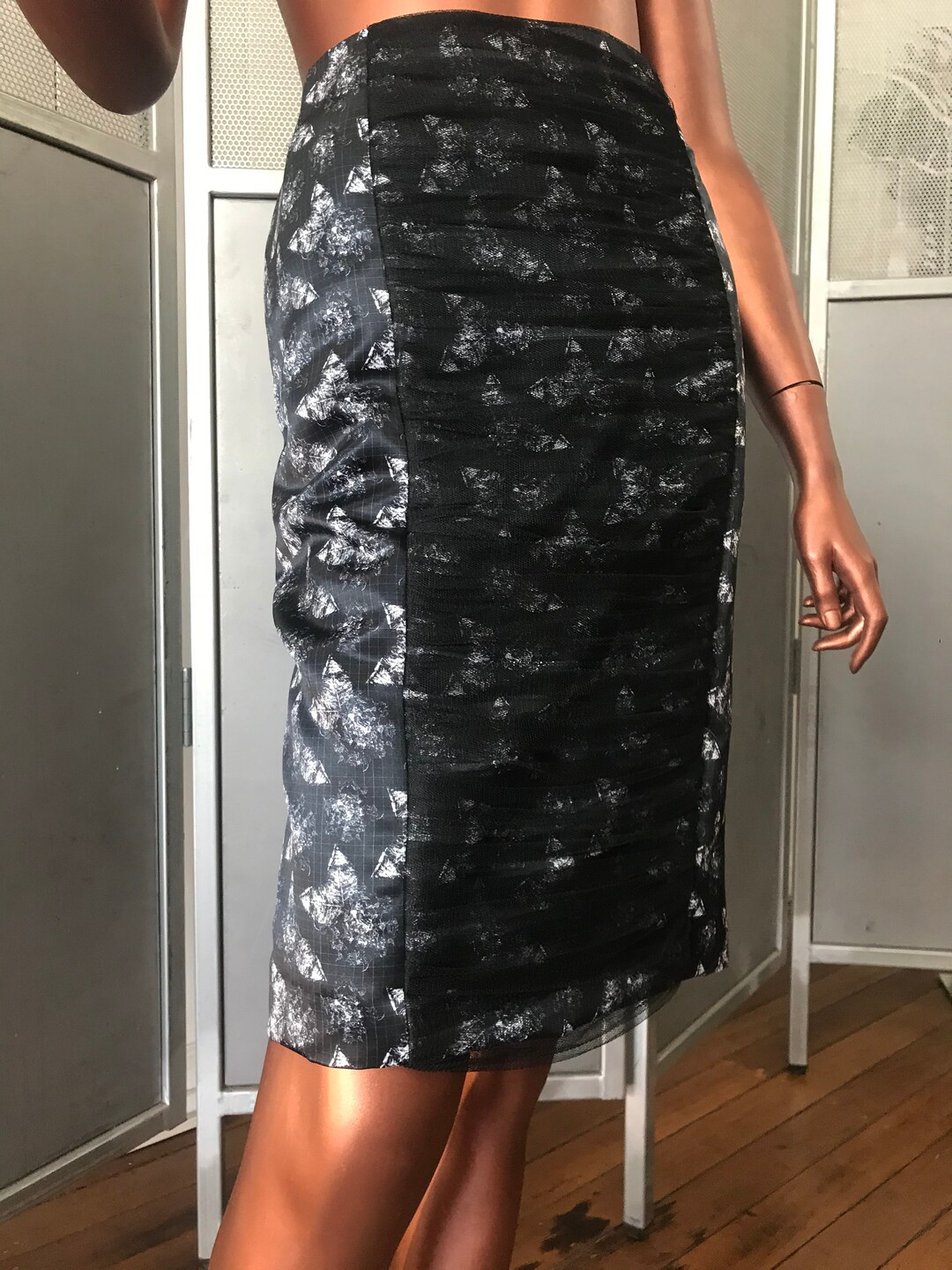 STREET STYLE Original Print Satin Skirt With Ruched Front Panel. - Etsy