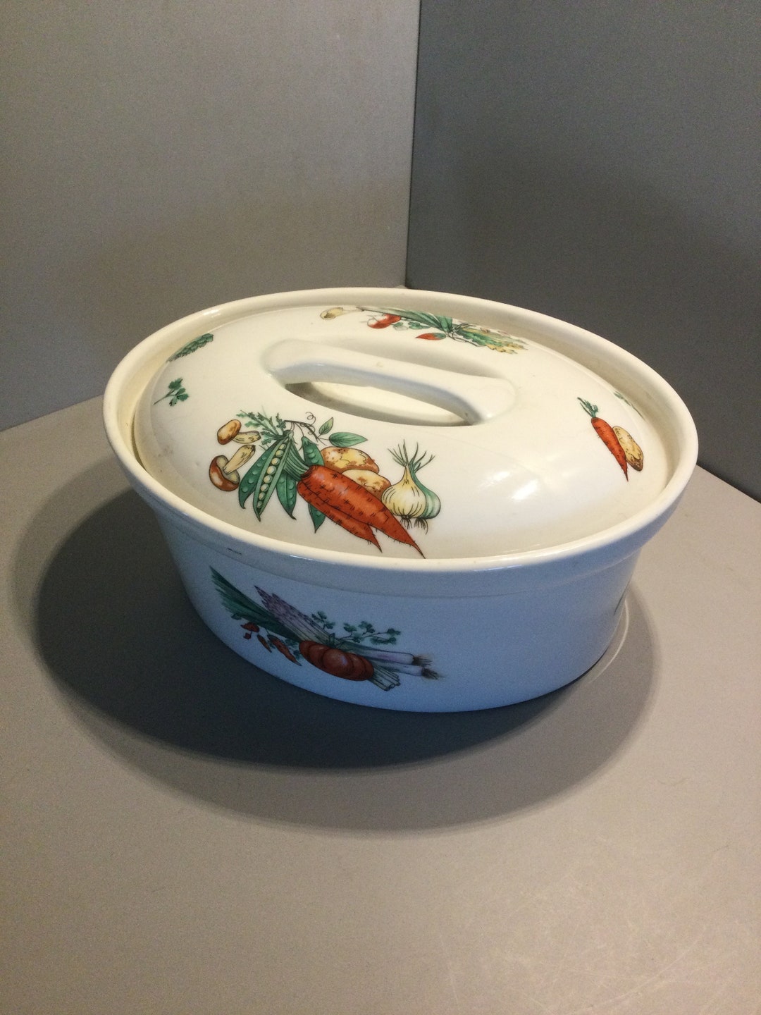 Vintage Apilco Porcelain Casserole Dish, With Stunning Retro Graphics ...