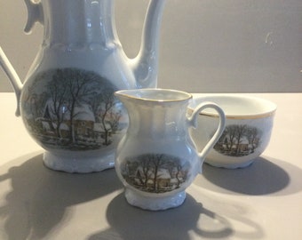 Vintage Avon House Tea Pot, Ceramic Pink House Tea Set, Teapot, Sugar ...