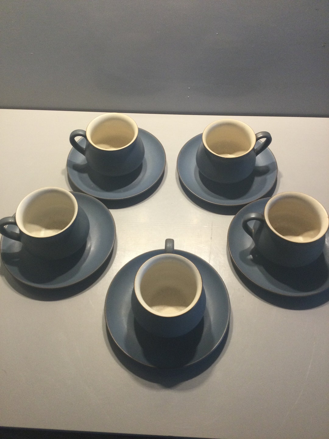 Denby Chevron Blue Coffee /tea Cups - Etsy