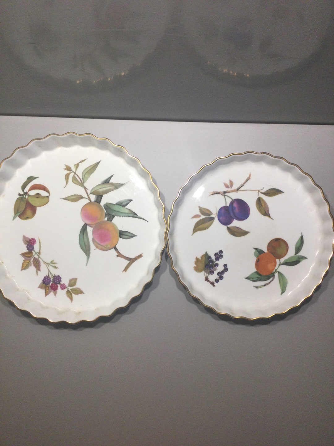 Royal Worcester Bone China Flan Dish's in the Popular Evesham Gold ...