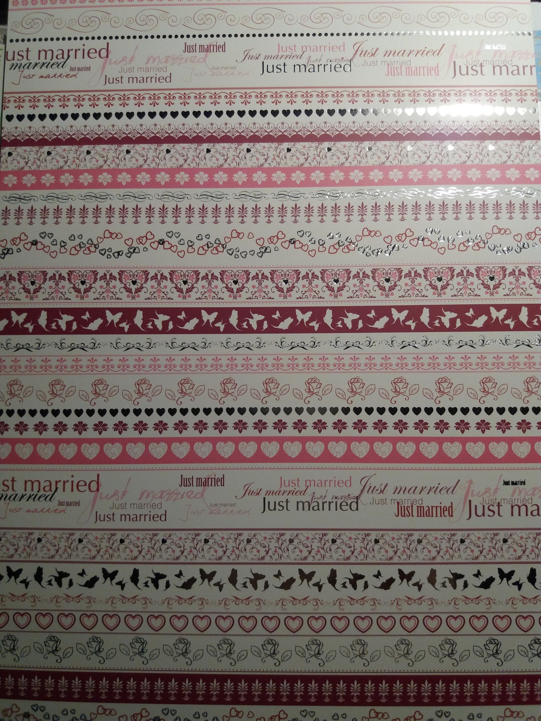 5 Sheets of Craft Cardboard Just Married From Heyda in Green or Red ...