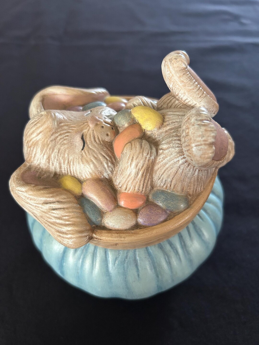 Vintage 1986 Dona’s Molds Inc Ceramic Hand Painted Easter Bunny Lidded ...