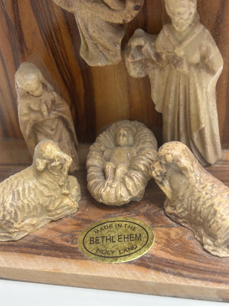 One Piece Nativity Set With Holy Family and Sheep -made in Bethlehem ...