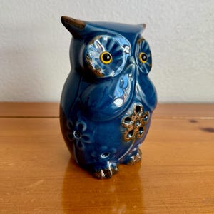 Vintage Ceramic Blue Owl - Etsy