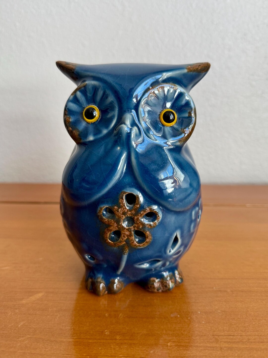 Vintage Ceramic Blue Owl - Etsy
