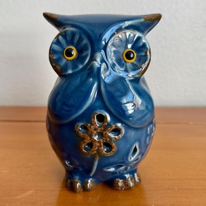 Vintage Ceramic Blue Owl - Etsy