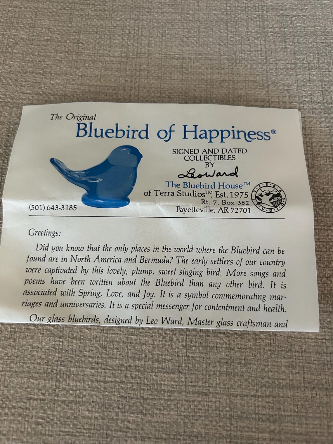 Vintage Leo Ward Glass Bluebird of Happiness Signed Figurine 1991 - Etsy