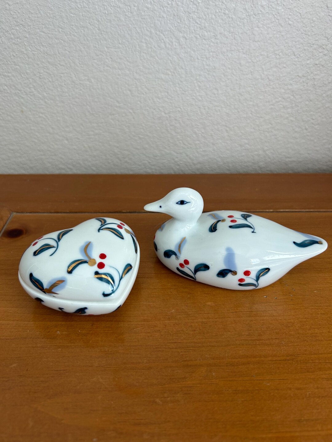 Matching Set Porcelain Trinket/jewelry Box and Duck Figurine - Etsy
