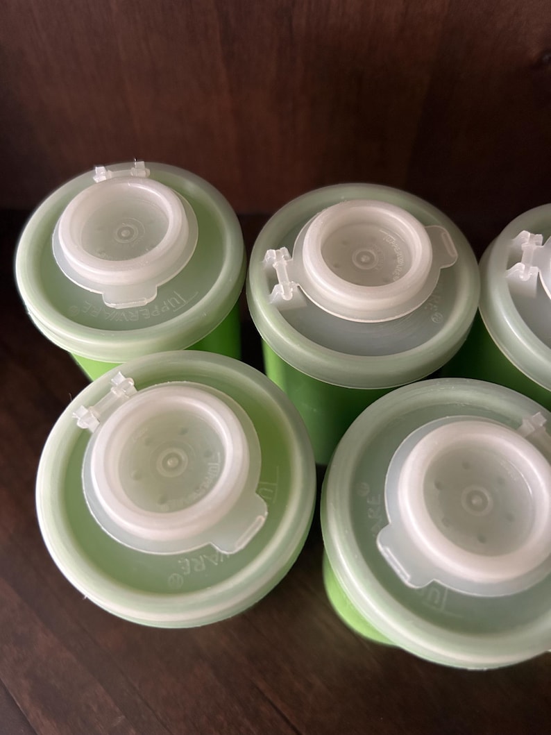 Vintage Tupperware Spice Containers With Lids Green Set-6 - Etsy