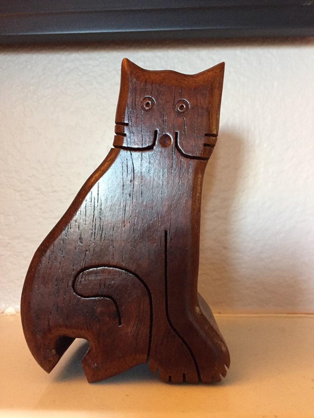 Hand Carved Cat Puzzle Box - Etsy